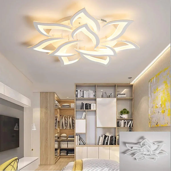 Modern LED Flower Ceiling Light: Dimmable 3000K-6500K Lotus Flush Moun ...